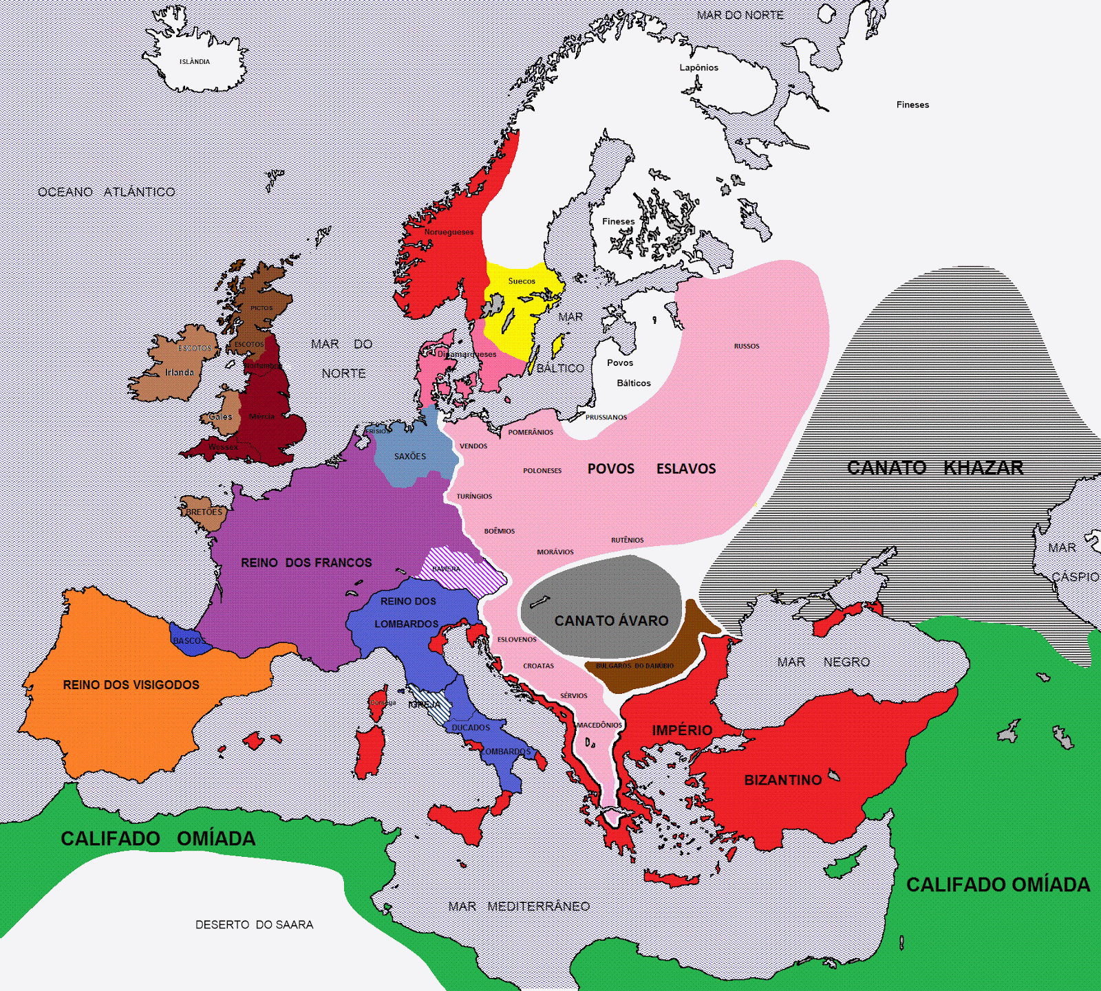 Map Of Europe 700 Ad - Map