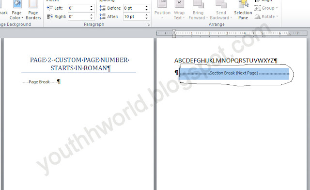 Custom Page numbers in Microsoft office word