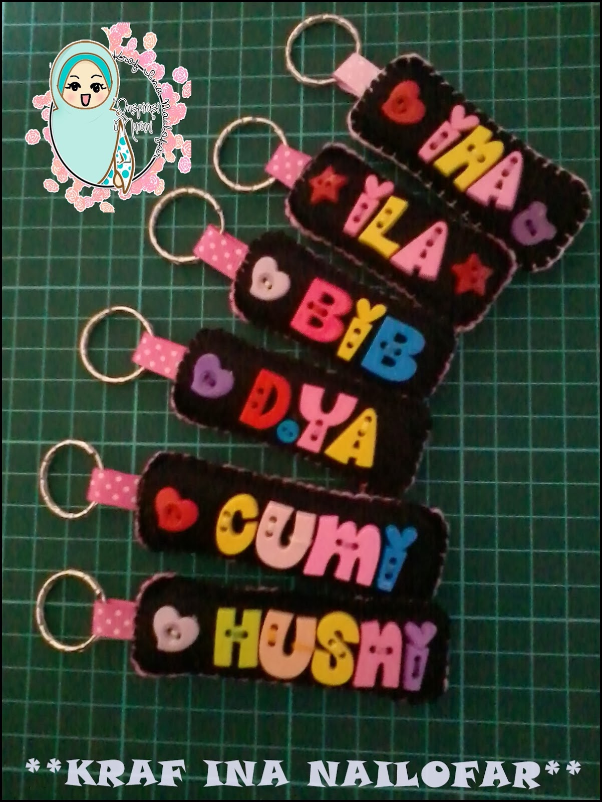 KEYCHAIN NAMA 2 (HANDMADE) ALPHABET BUTTONS