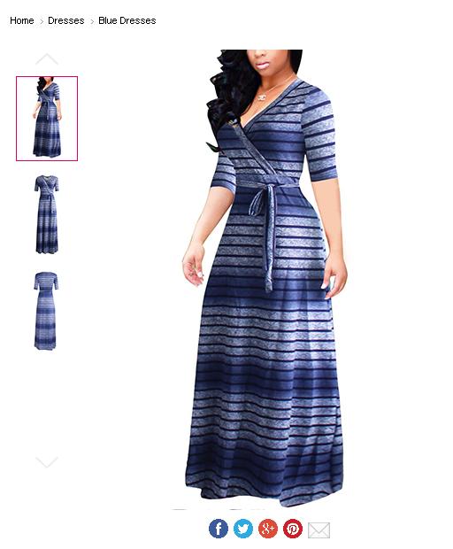 Horizontally Striped Maxi Dress - Diagonally Cut Bodice