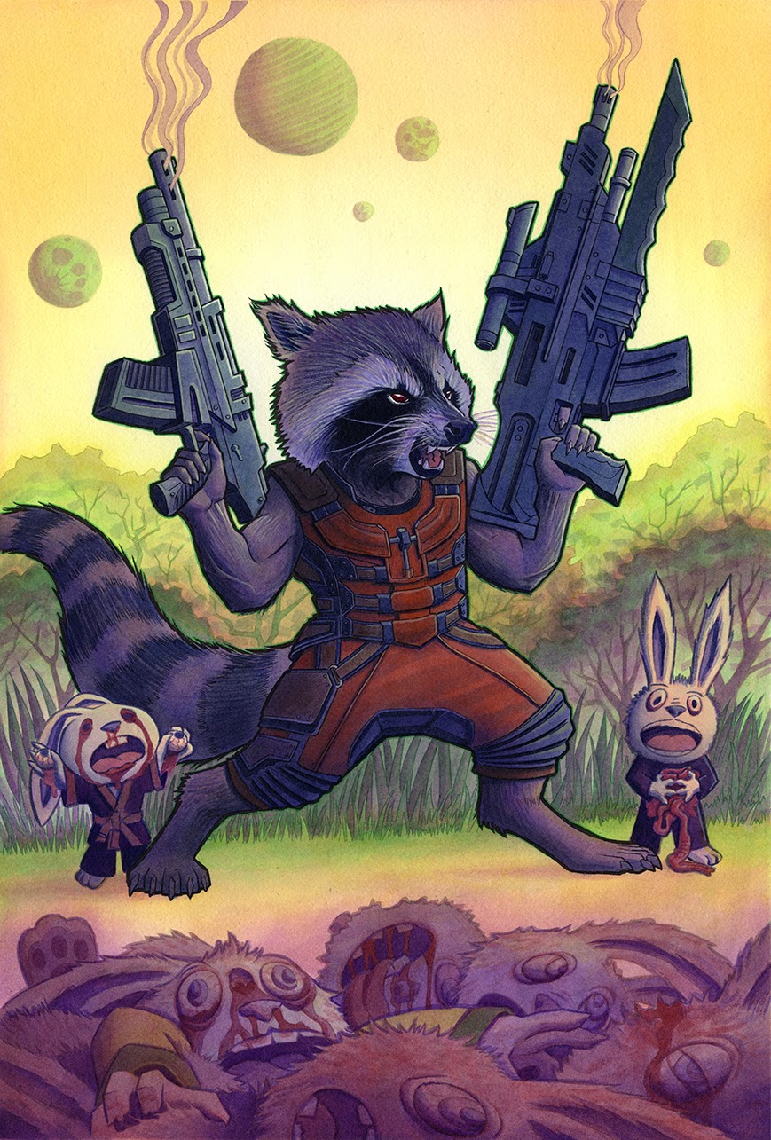 Alan Hawley Illustration: Rabbit Ambush and Rocket Raccoon