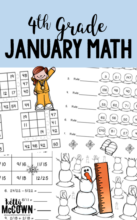 Kelly McCown: January NO PREP Math Packet {4th Grade}