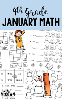 Kelly McCown: January NO PREP Math Packet {4th Grade}