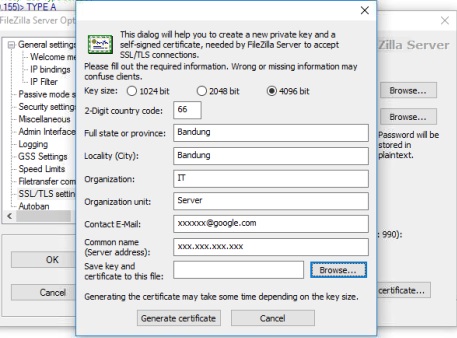 Warning: FTP over TLS is not enabled, users cannot securely log in pada filezilla Server | LikeIT