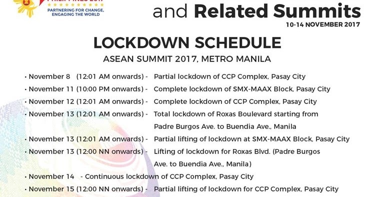 LIST: Lockdown Schedules, Road Closures for ASEAN Summit 2017 | Blogs ...