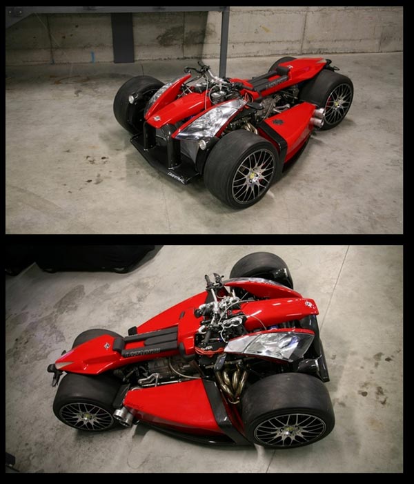 Auto: Lazareth Wazuma V8 :motorcycle of ferrari engine