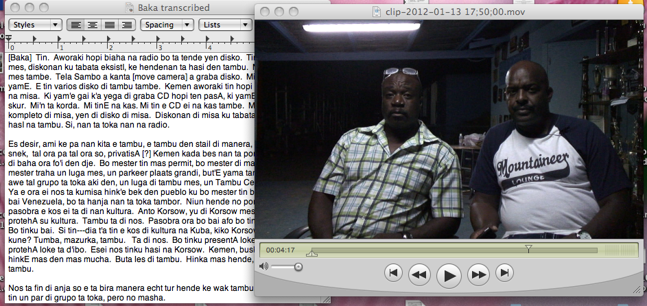 Tambu of Curaçao: Tambu Info: Transcription