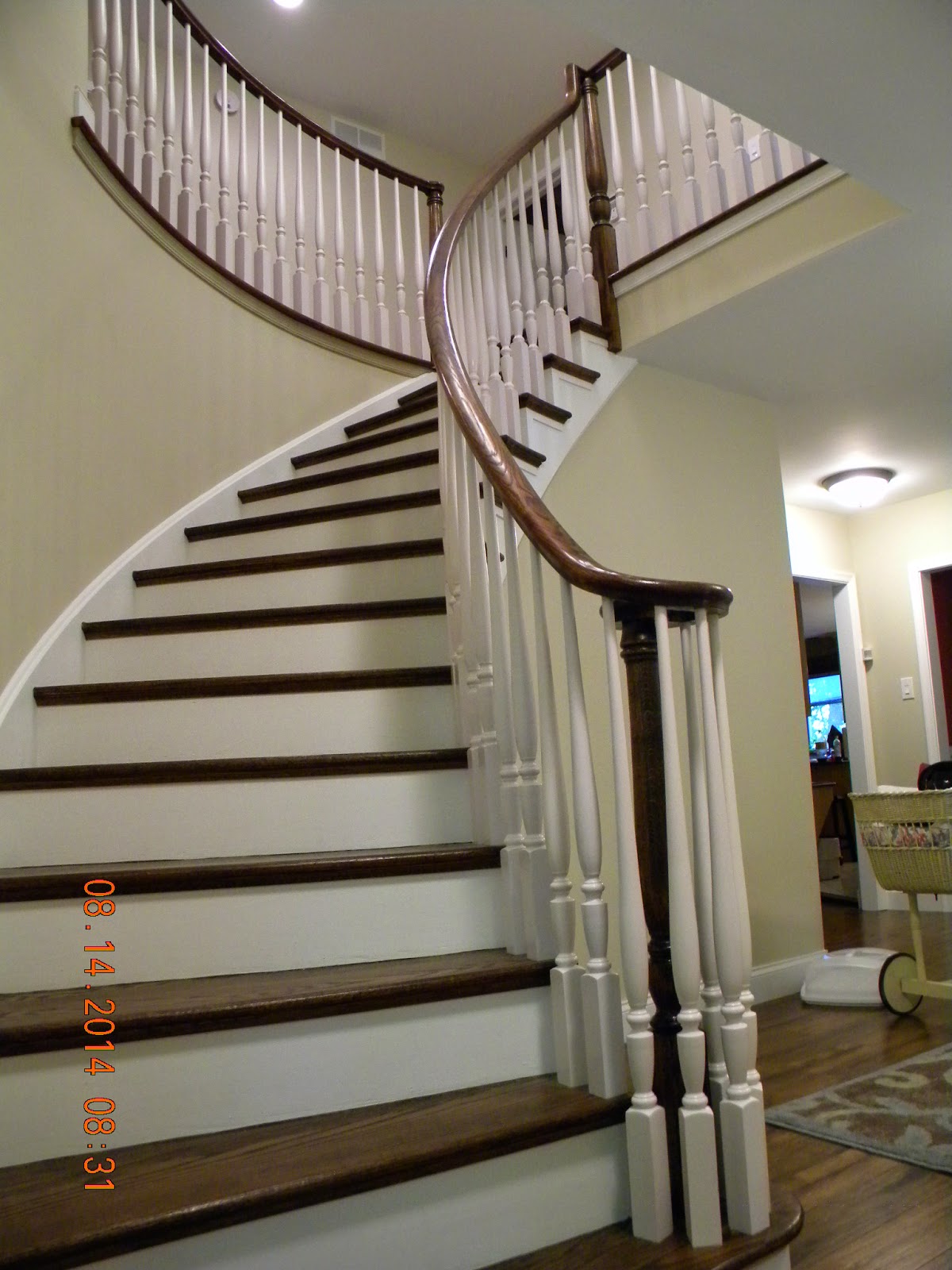 Wood Stairs and Rails and Iron Balusters: New Circular Handrail Cherry ...