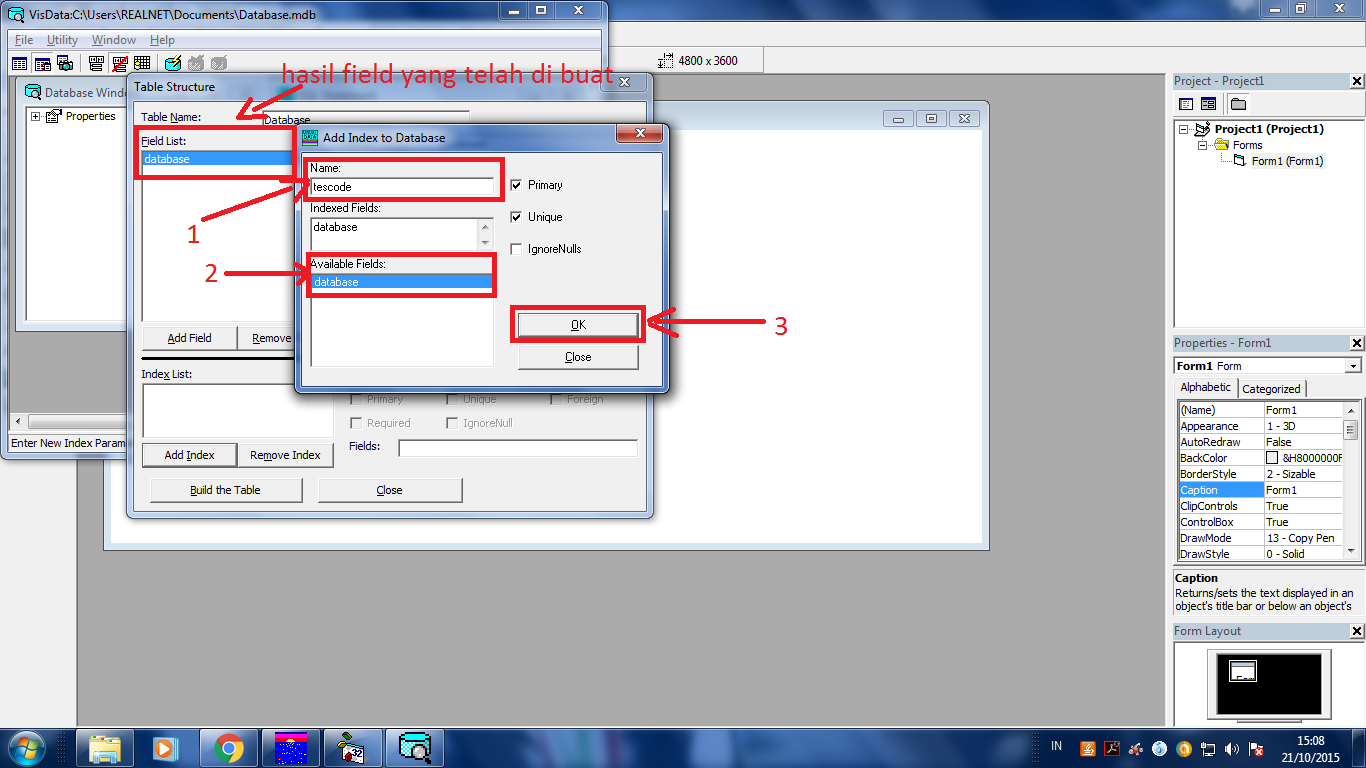 Cara membuat database di visual basic 6.0 dengan visual data manager - Biongo Attacker