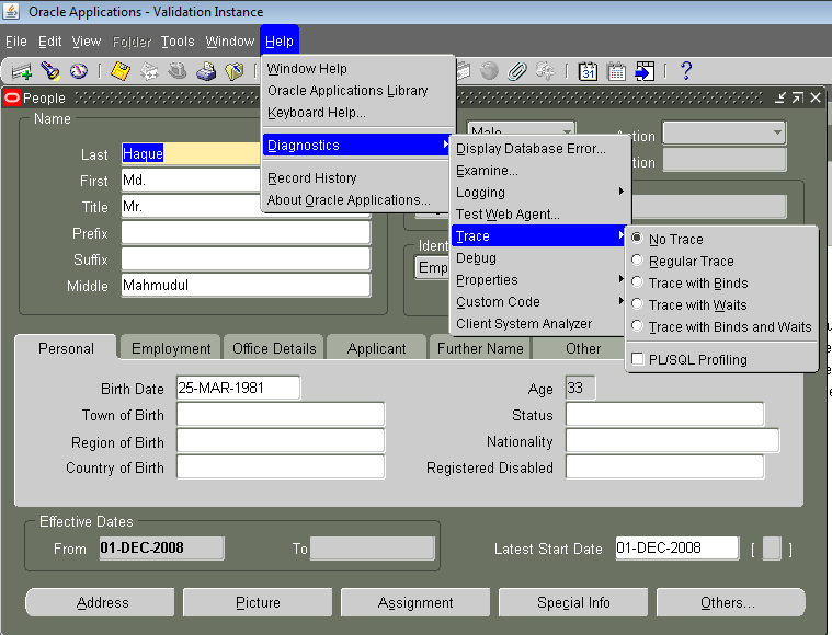Oracle HRMS World: Usage of Help Diagnostics in eBS