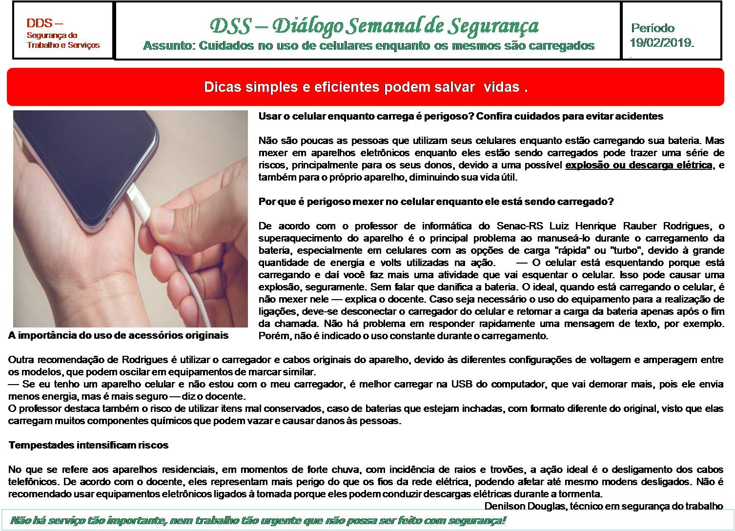 DDS - Segurança do Trabalho & Serviços: fevereiro 2019