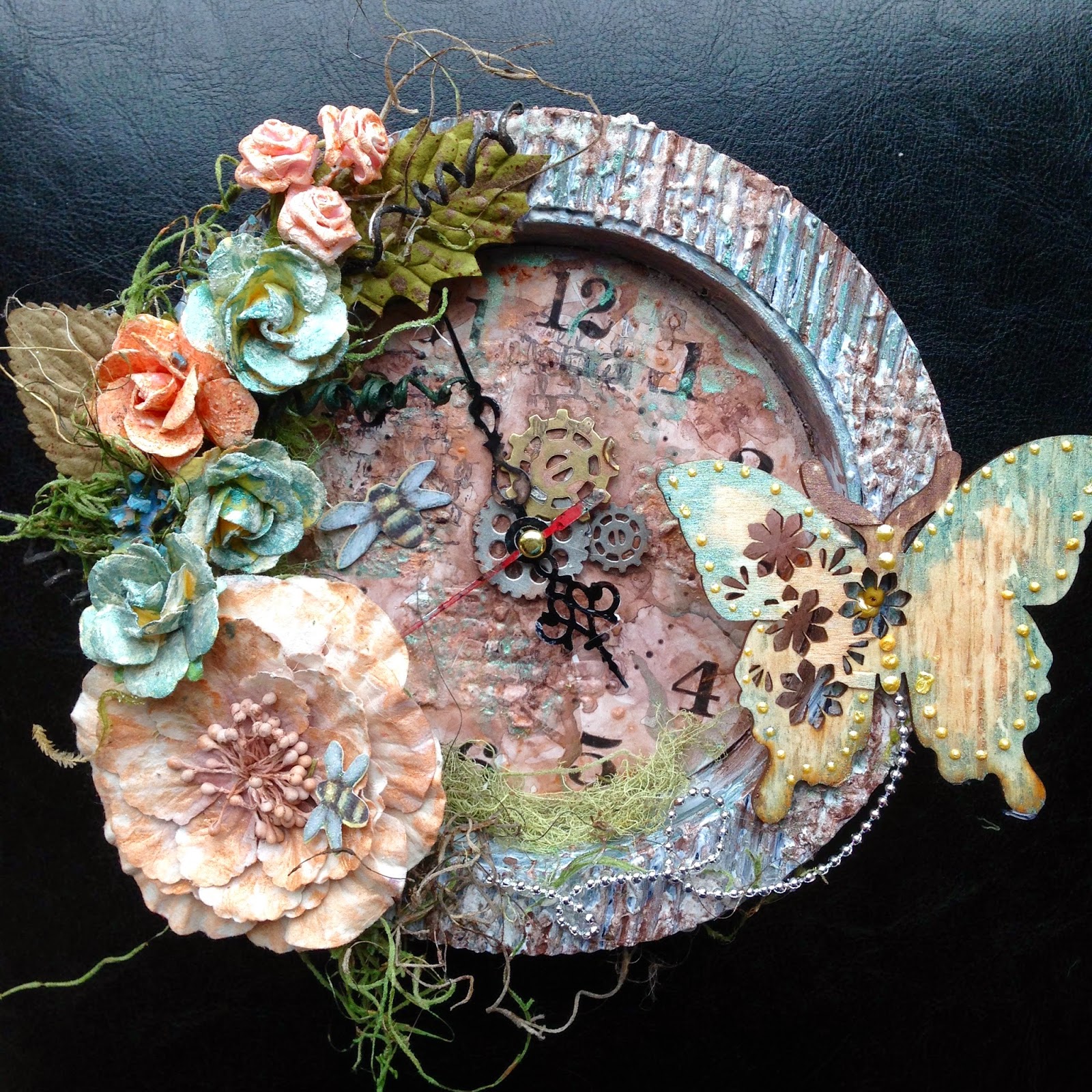 Butterflies N' Buttons: upcycled wall clock