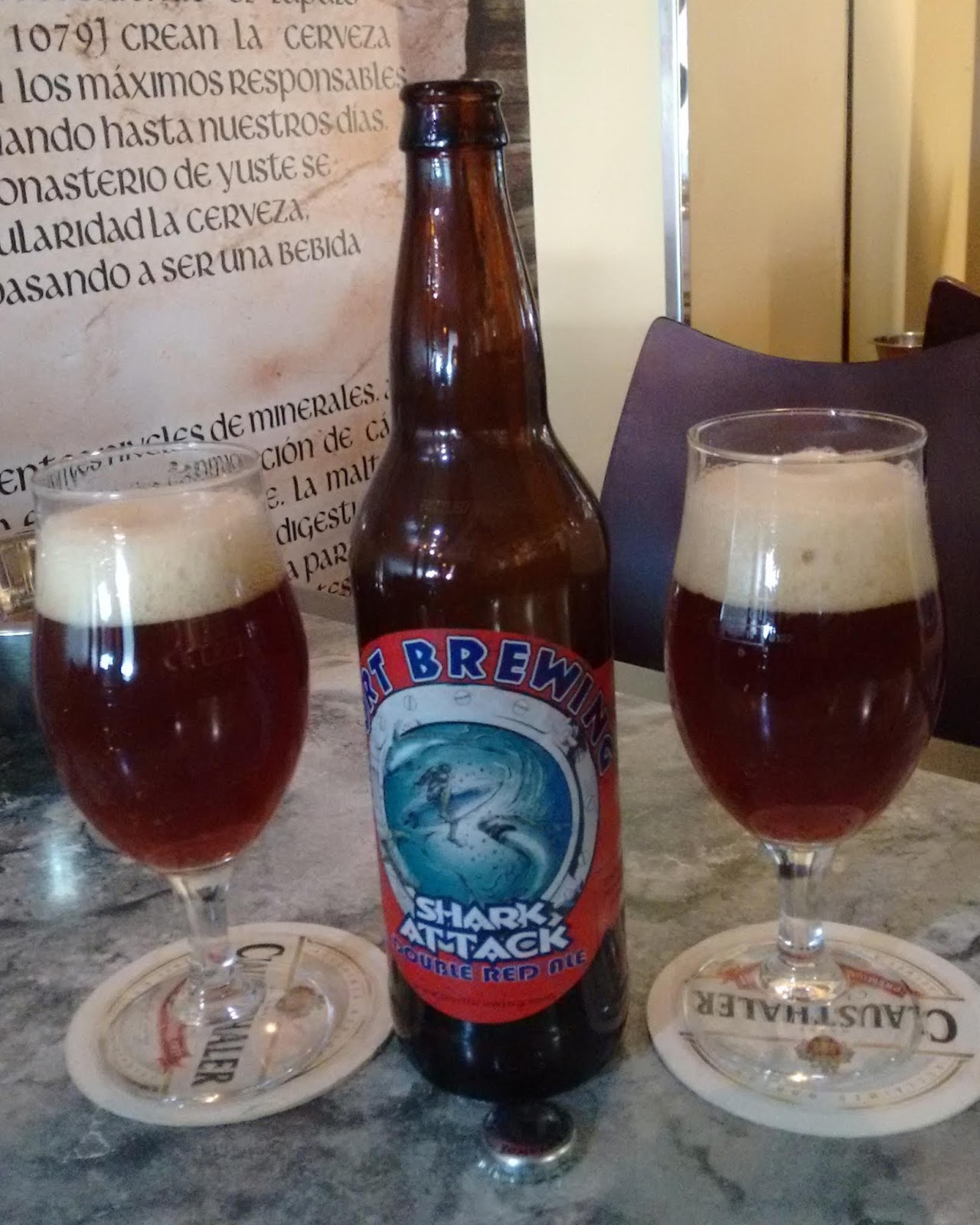 CERVEZA TEMPLARIA: Cerveza Shark Attack Double Red Ale. USA