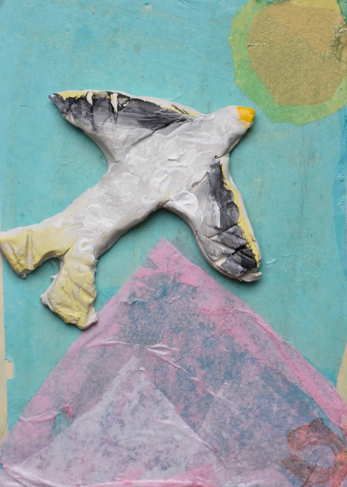 Doodlebug Dabblings: clay and paper collage assemblage