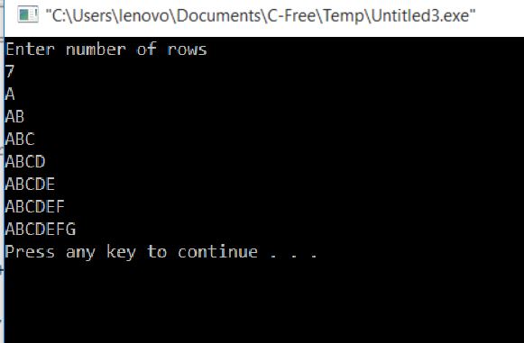 All C Programs: Alphabetical Pattern Programs in C