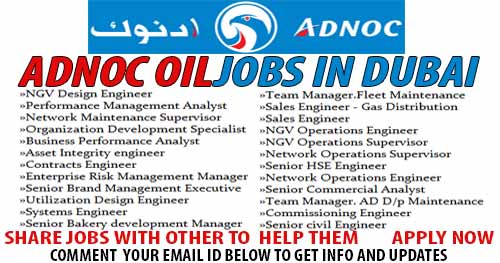 Abu Dhabi National Oil Company (ADNOC) Hiring Staff Now