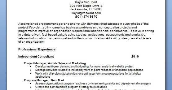 Project Manager Curriculum Vitae With Career Objective Format in Word ...