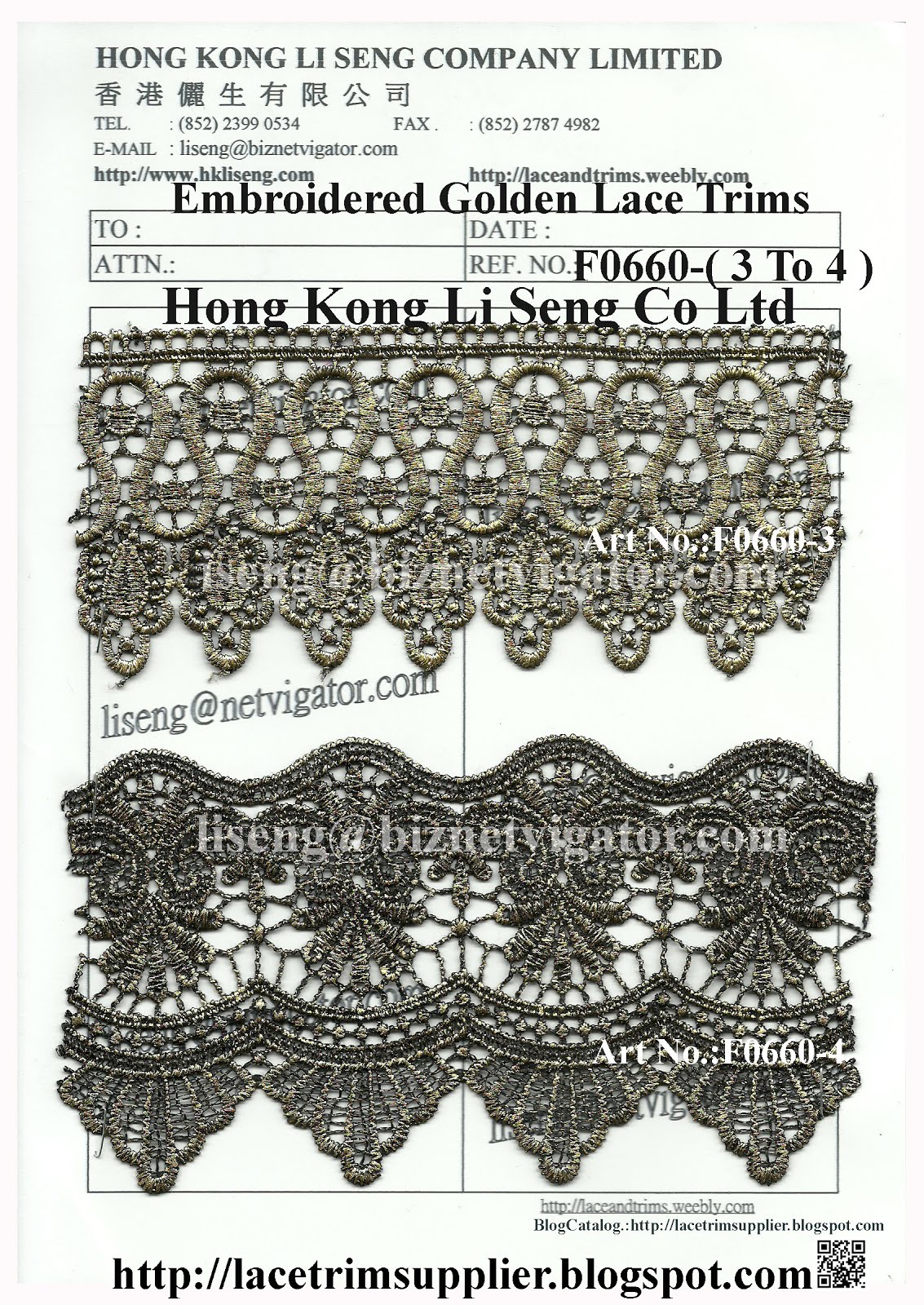 - Hong Kong Li Seng Co Ltd - " Lace Trims Manufacturer