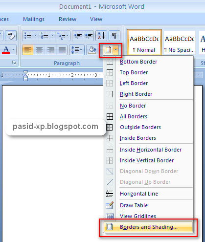 Menampilkan Border & Shading Word 2007 - Pasid-XP