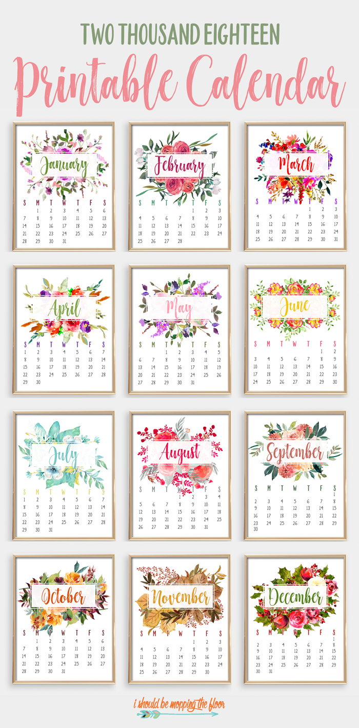 2017 Printable Watercolor Calendar | i should be mopping the floor