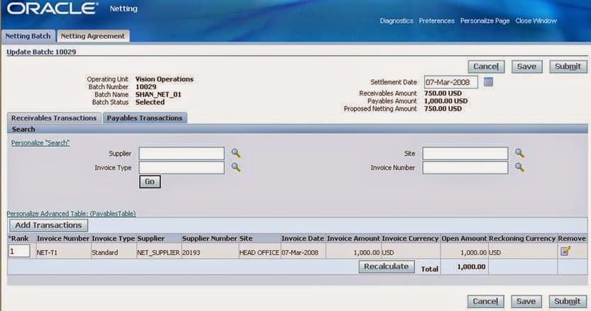 Oracle Applications: Oracle AP/AR Netting Setups and Process Manual