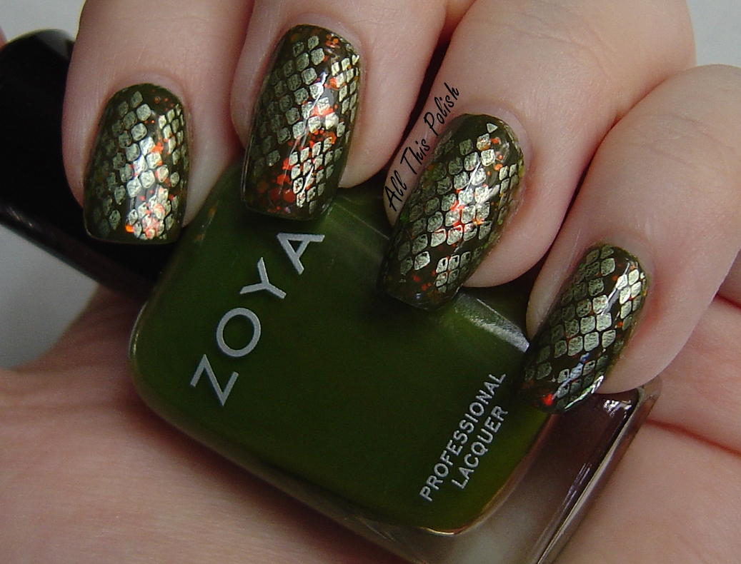 All This Polish: Green Snakeskin: Rescue of the Swamp Nails