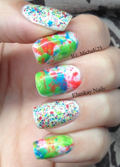 ehmkay nails: Neon Splatter Mani with Cirque Polish Electric Circus