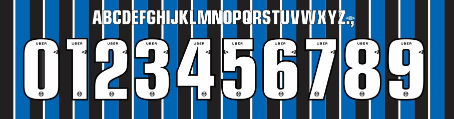 Font Number Football: Font Gremio 2018 Umbro