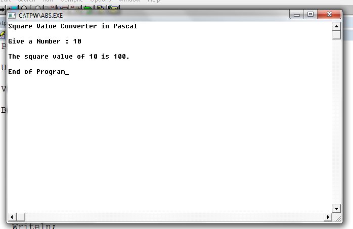 Free Programming Source Codes And Computer Programming Tutorials Square A Number In Turbo Pascal