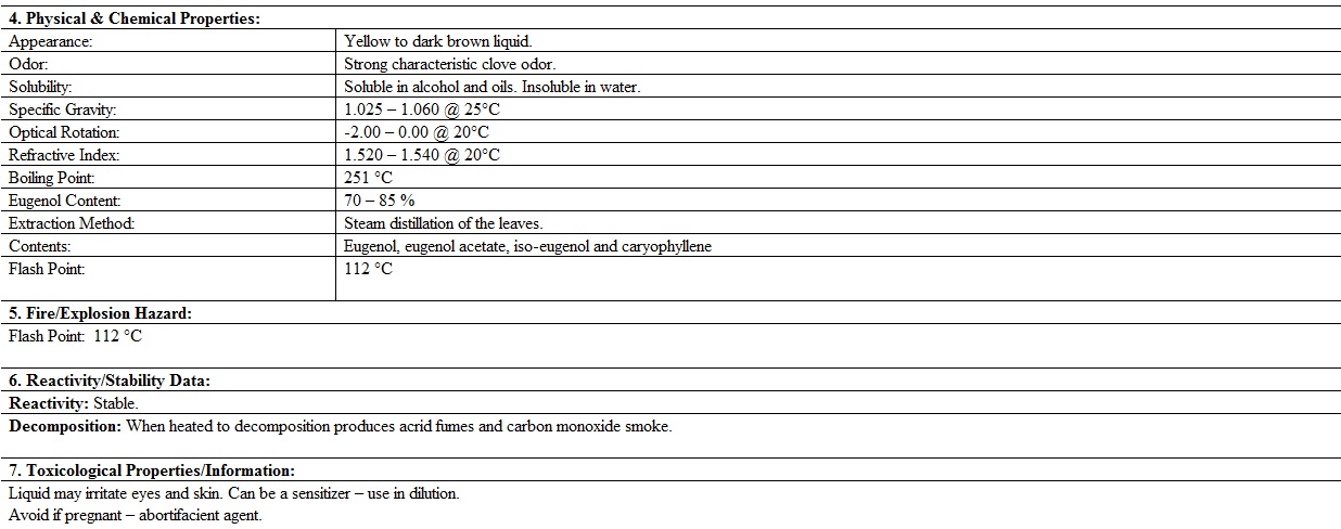 MSDS MINYAK DAUN CENGKEH | GENERAL SUPPLIER Chemicals Laboratory ...