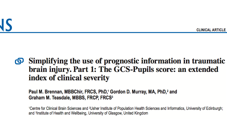 NEUROINTENSIVISMO: The GCS-Pupils Score