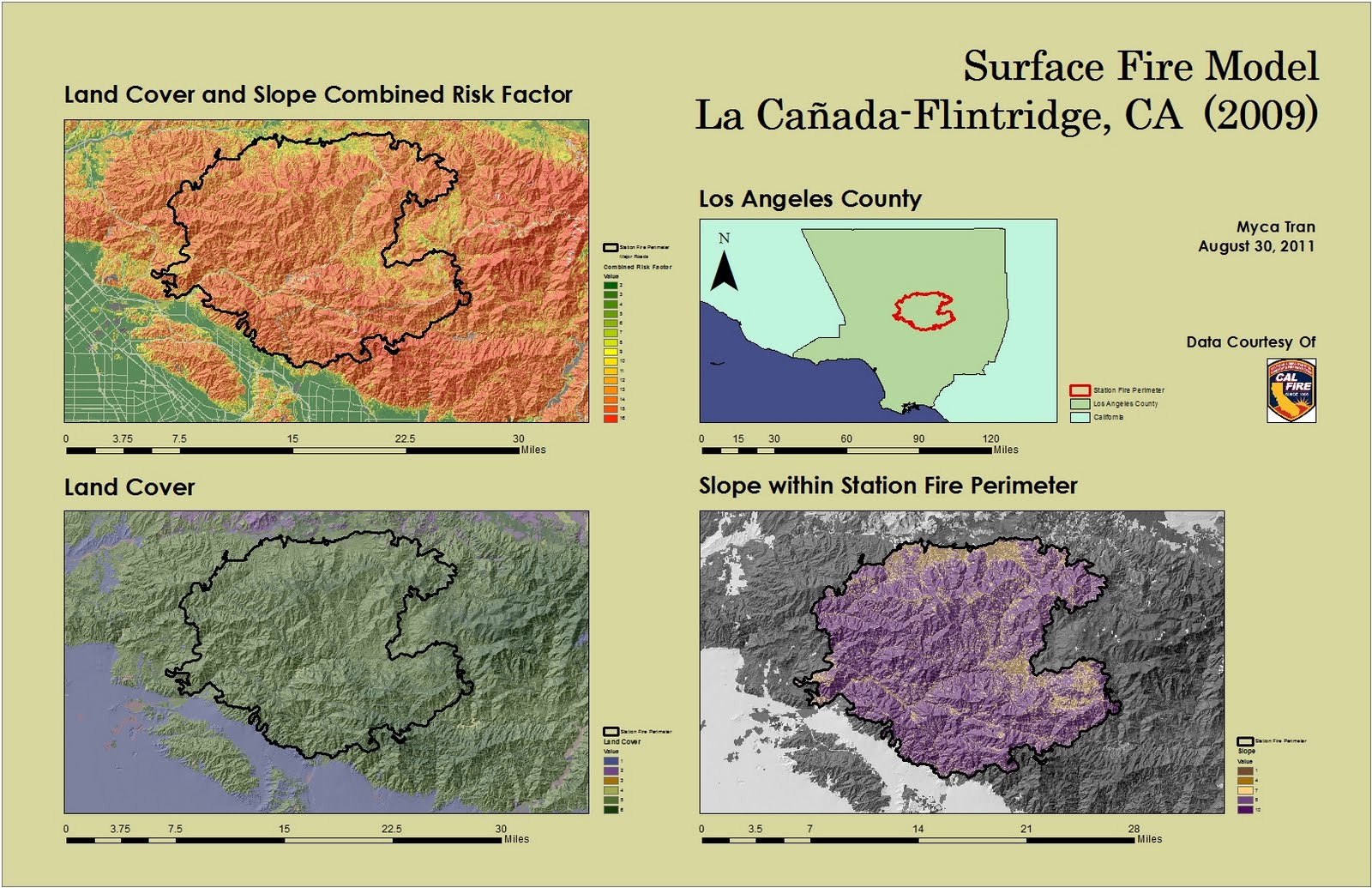 Myca Tran - Intermediate GIS: Lab 4 - Fire Model
