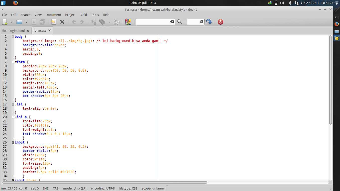 Syntax CSS Form Login - Solid Project