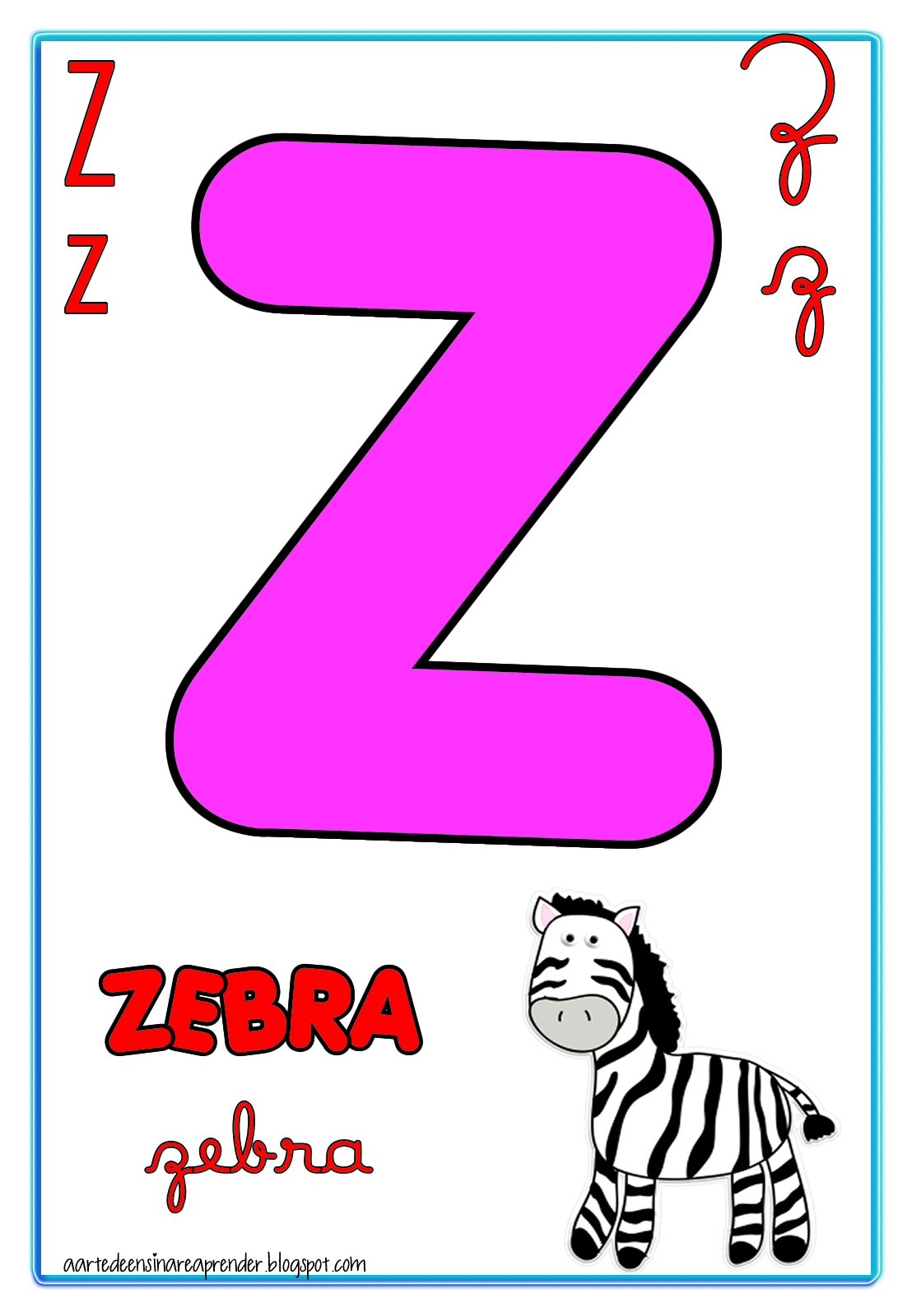 Alfabeto quatro tipos de letras ~ Ensinar Aprender