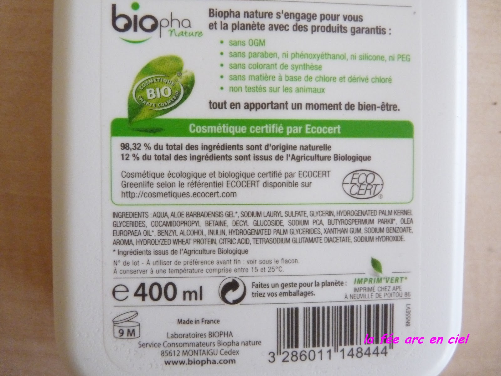 FEERIE ENCHANTEE: BIOPHA SHAMPOING NATUREL CHEVEUX SECS ET ABIMES