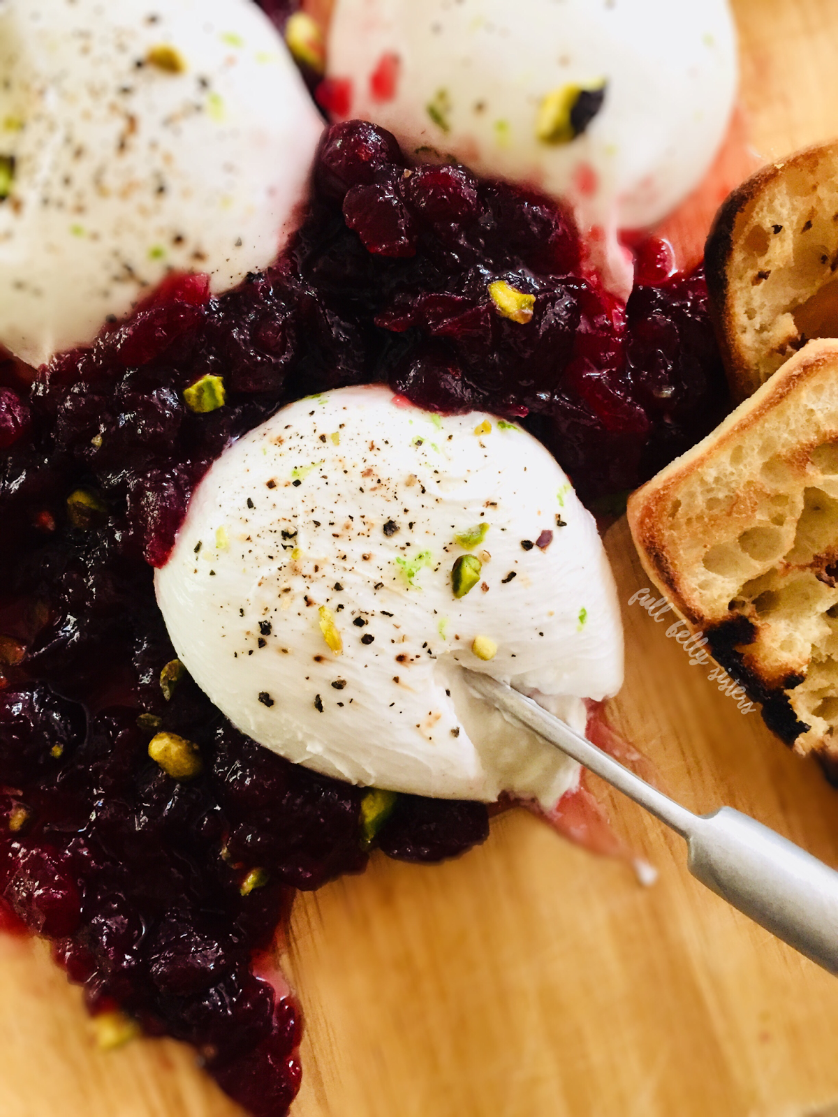 Burrata with Cranberries and Pistachios