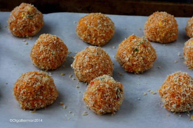Mango & Tomato: Sweet Potato Balls with Sabra's Supremely Spicy Hummus