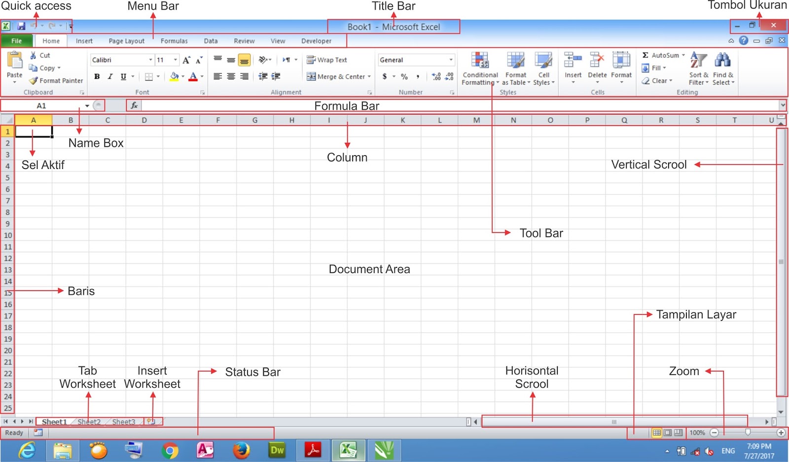 Tampilan Jendela Ribbon Microsoft Excel 2016 Belajar Excel