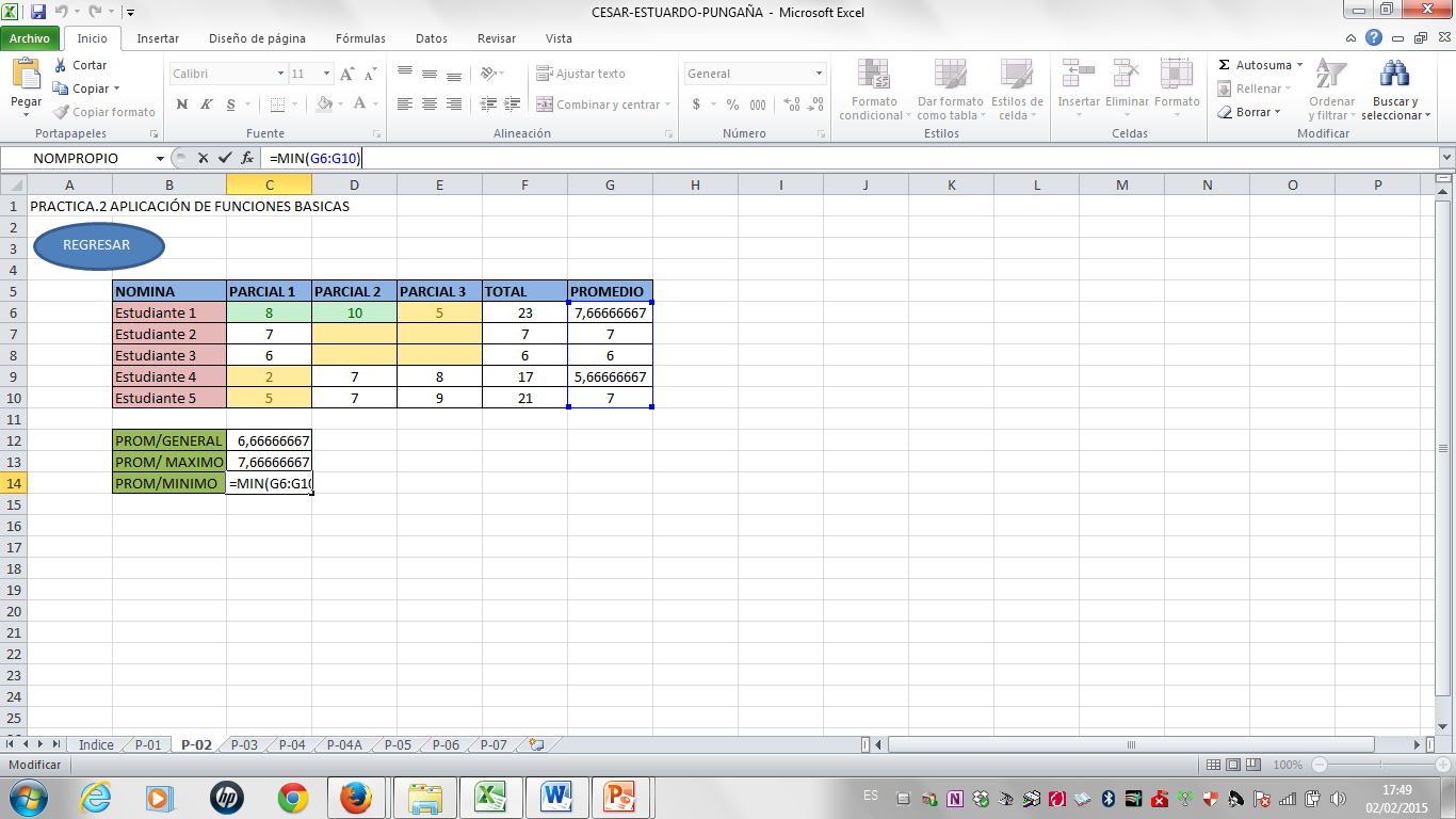 PORTAFOLIO DE INFORMÁTICA: TRABAJOS DE EXCEL PRACTICA 1