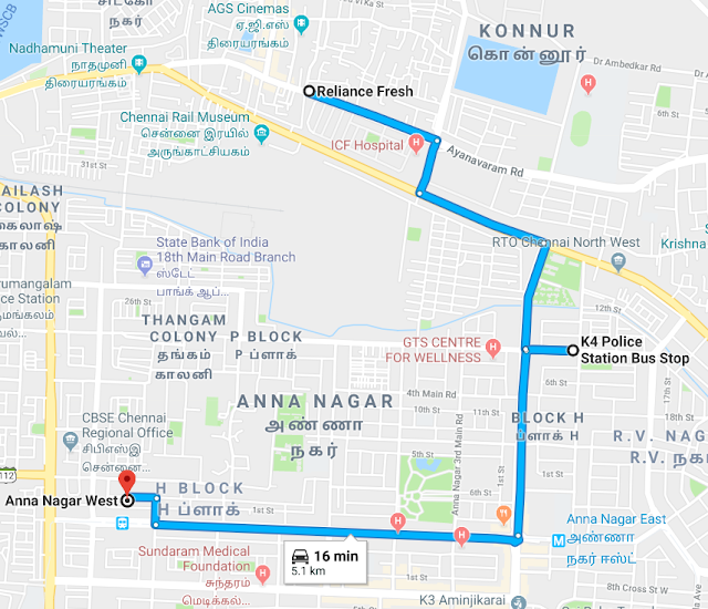 Villivakkam Reliance Fresh - Anna Nagar West Share Auto Routes ...