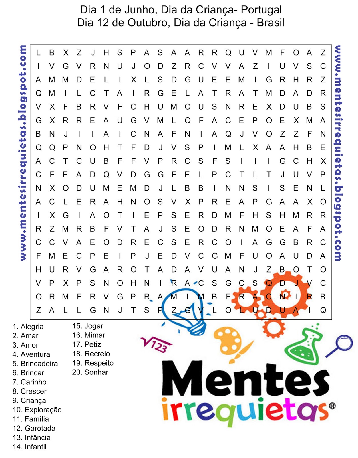 Sopa de letras em portugues imprimir - Imagui
