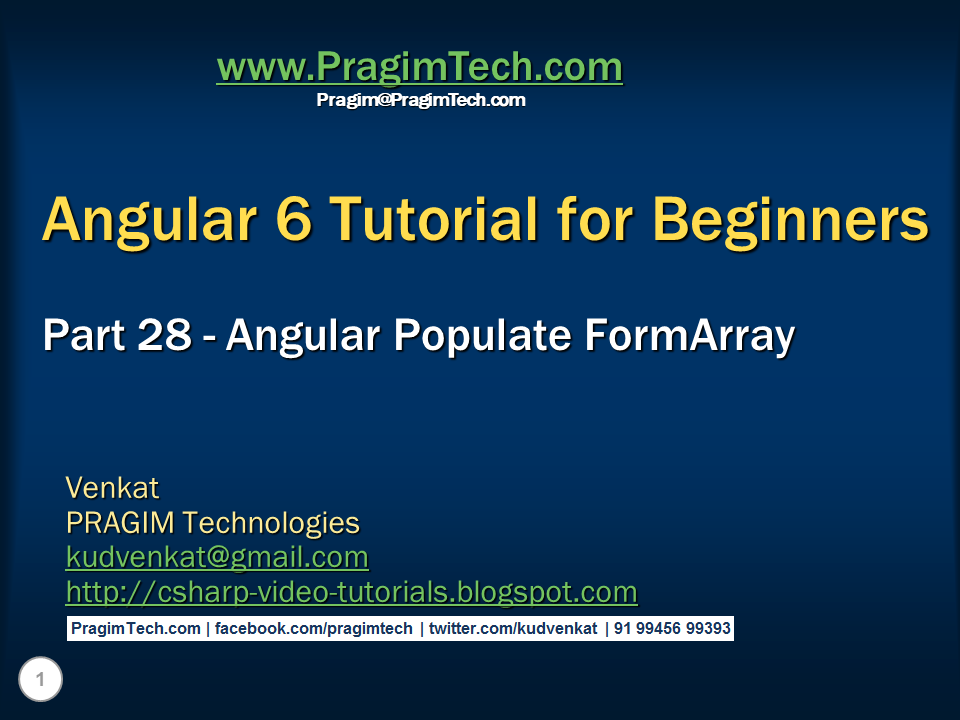 Sql server, .net and c# video tutorial: Angular populate formarray - Slides Sql server, .net and c# video tutorial: Angular populate formarray - Slides
