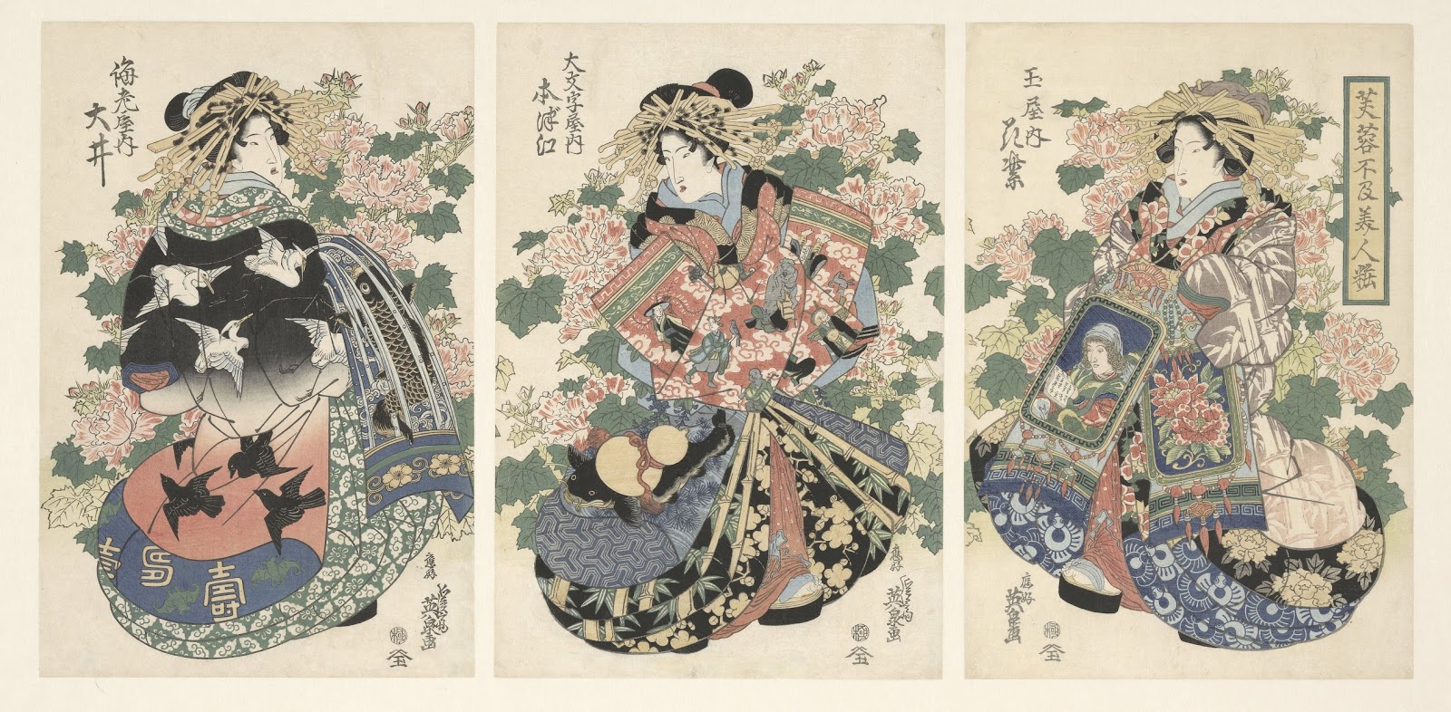 Keisai Eisen: Three Courtesans (1820 - 1830)