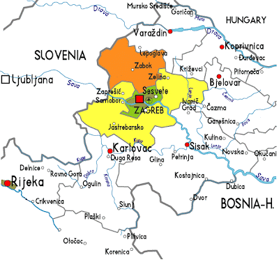 Zagreba Karta Regionalni Grad Pokrajine | Karta Hrvatska Regija Grad ...