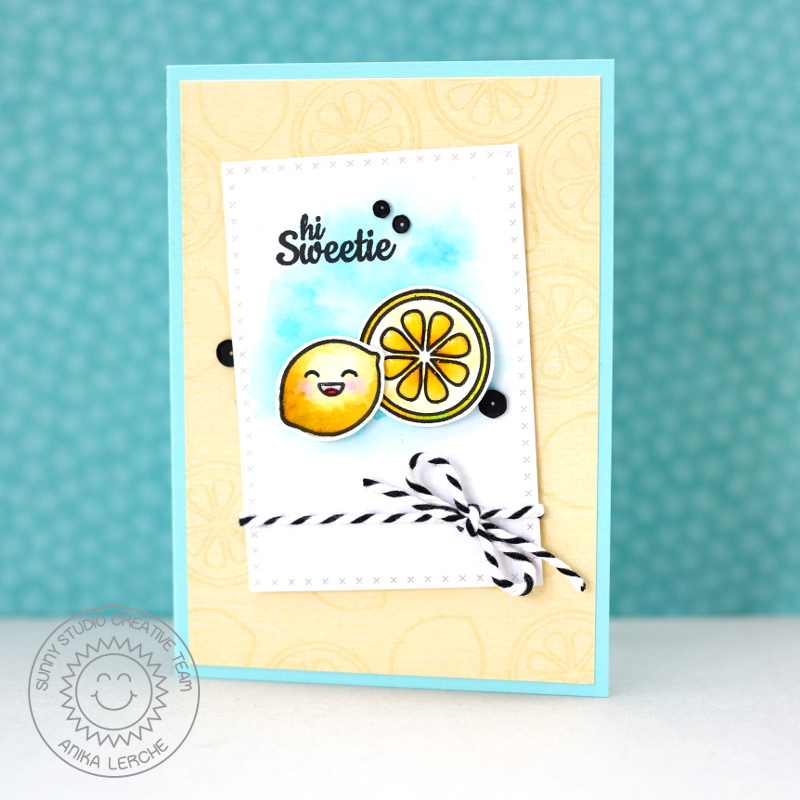 Sunny Studio: Fresh & Fruity: Hi Sweetie Lemon Card by Anni