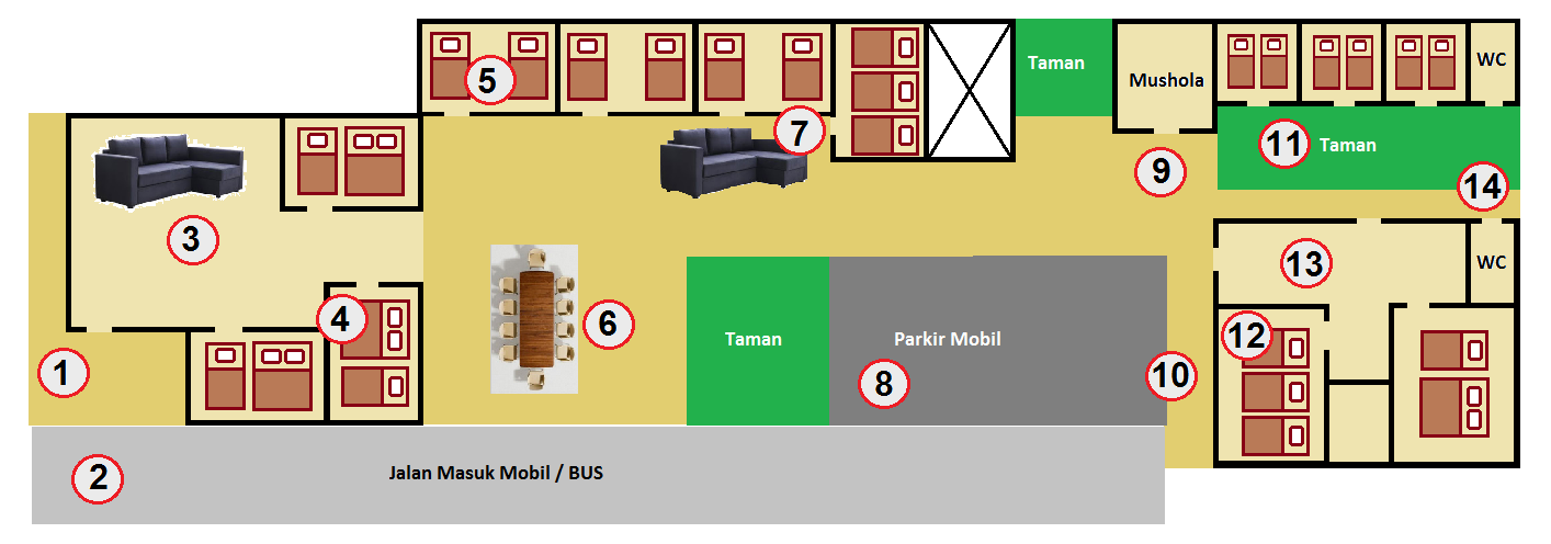 Mess PTPN 12 Jember: Denah Bangunan