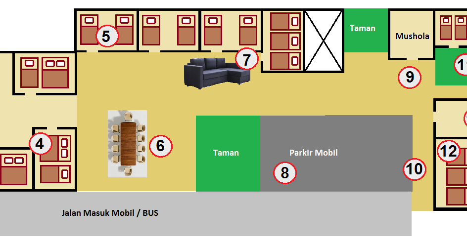 Mess PTPN 12 Jember: Denah Bangunan