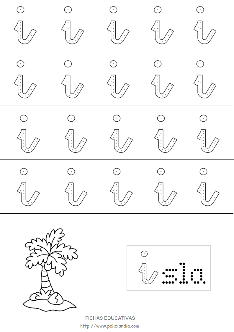 NUESTRO MÁGICO MUNDO: Fichas de refuerzo trazo de la letra i.