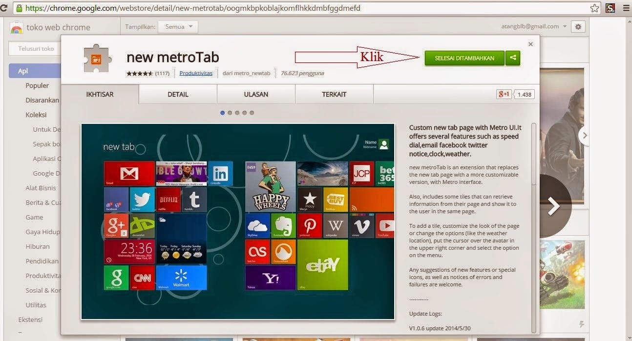 Merubah Tampilan Google Chrome Seperti Win 8 | Dagul