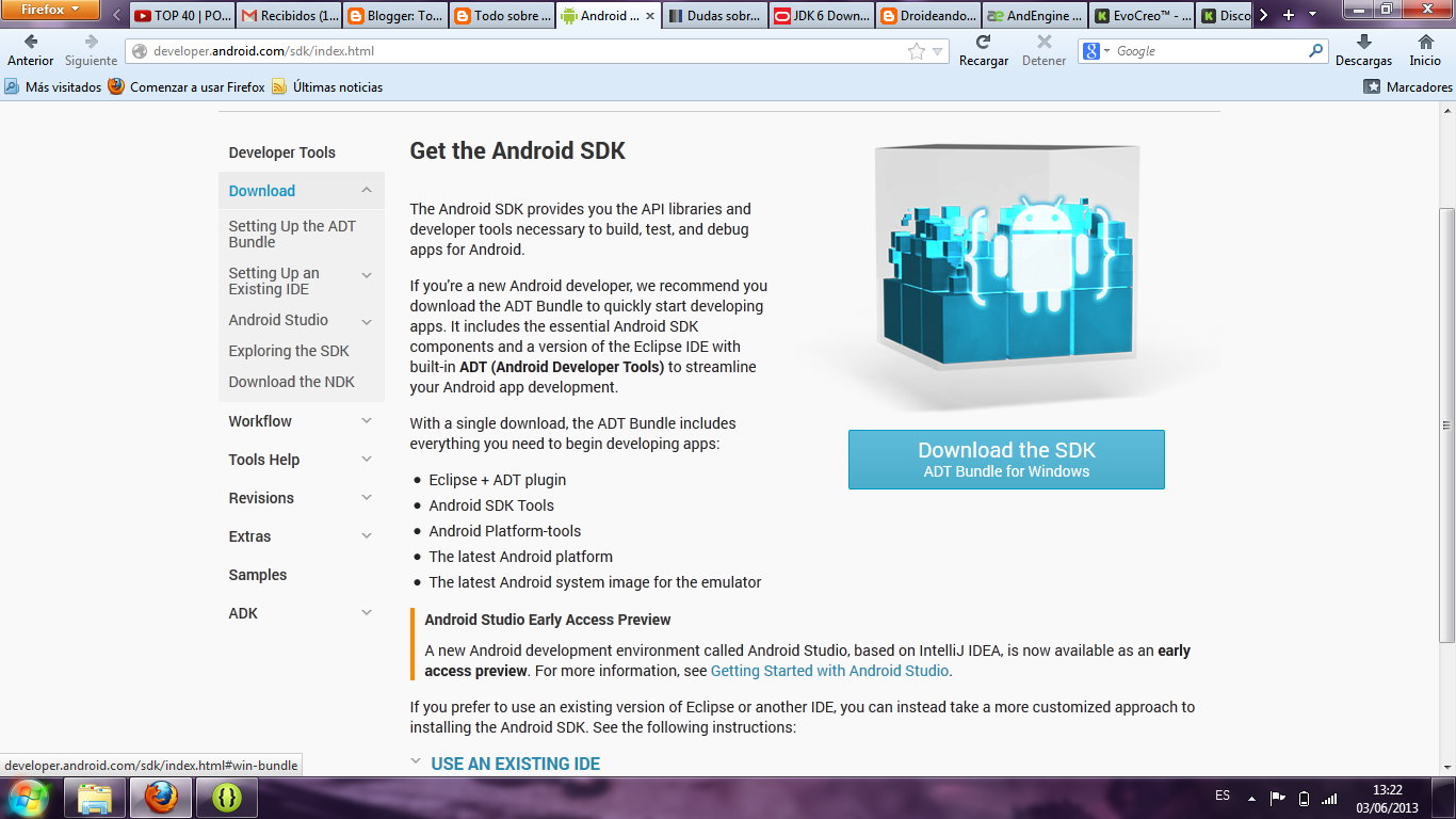 Primer paso: Instalar JDK, SDK Android y Eclipse con plugin ADT